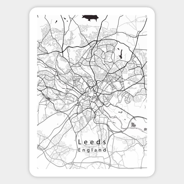 Leeds England City Map - Leeds - Sticker | TeePublic Leeds England City Map - Leeds - Sticker | TeePublic